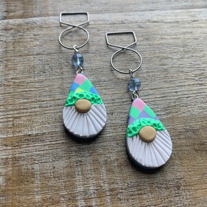 Gnome Easter Tunnel Gauge Earrings Clay Gnome Ear Weights Green Pastel ...