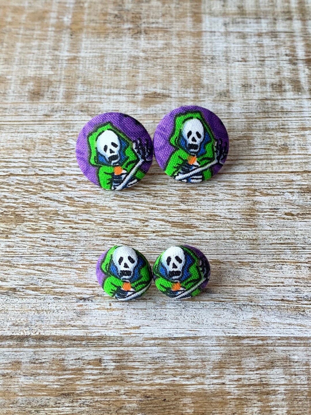 Halloween Grim Reaper Stud Earrings Button Skeleton Skull Earrings ...