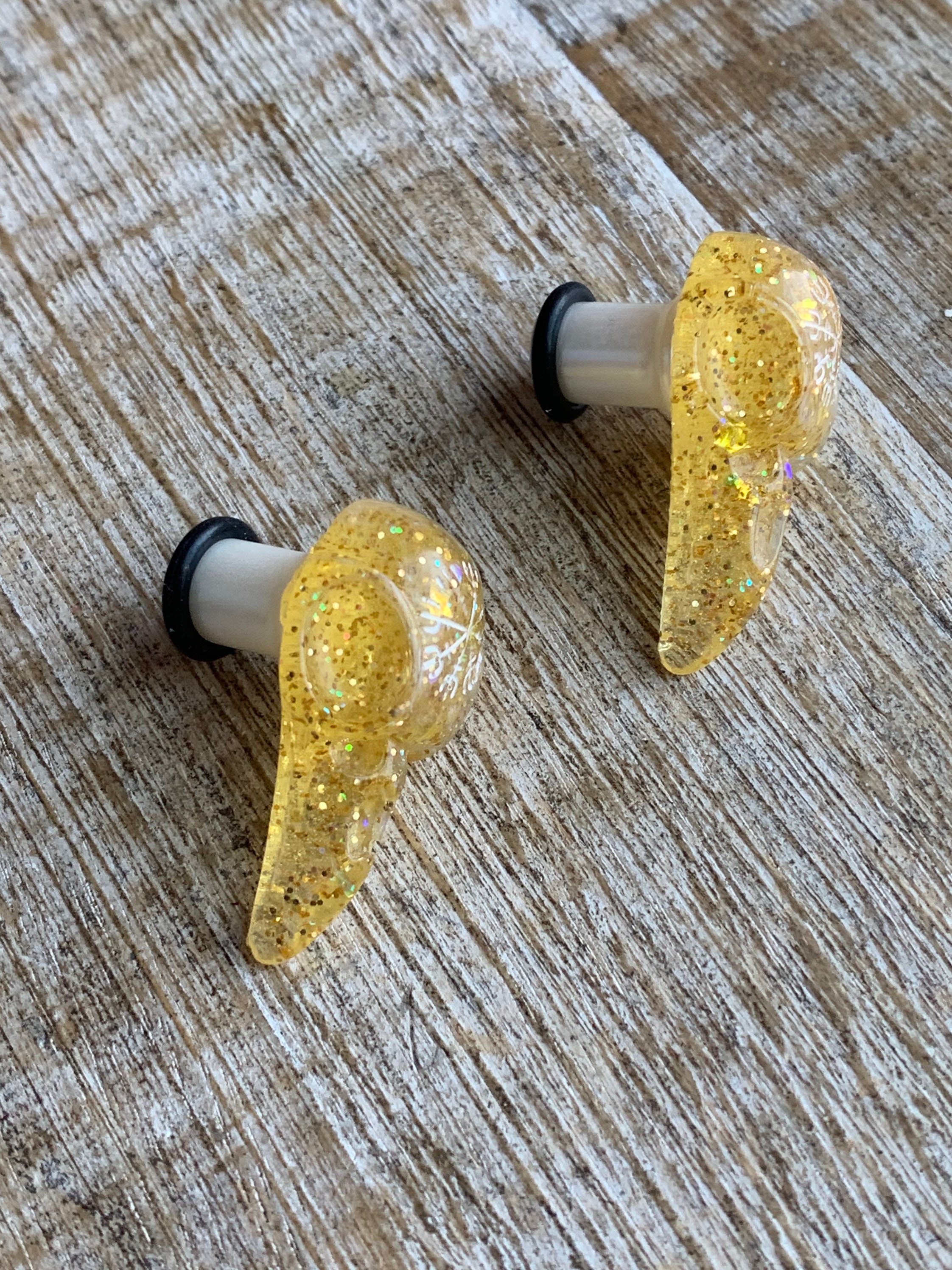 Raven Skull 7.7mm Plugs Bird Gauges Yellow Plugs Crow Plug Gauges ...
