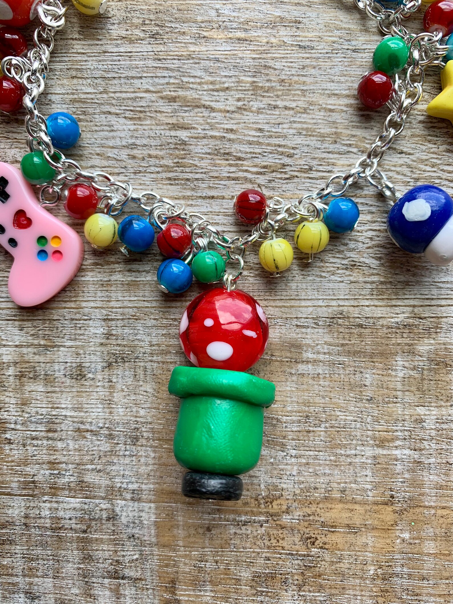 Video Game Charm Bracelet Gamer Bracelet Clay Charm Bracelet Video Game ...