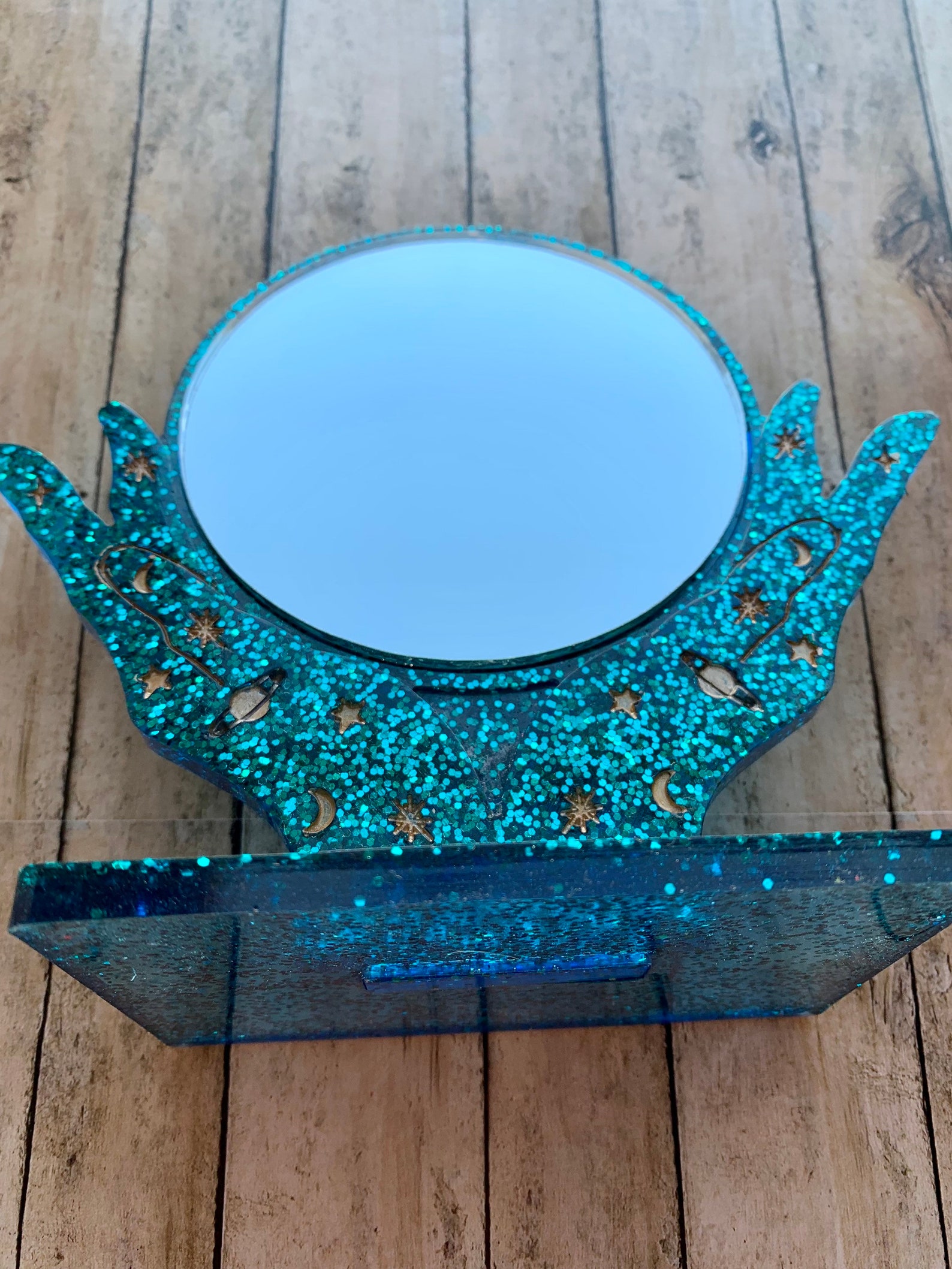 Crystal Ball Mirror Resin Hand Shaped Mirror Free Standing - Etsy