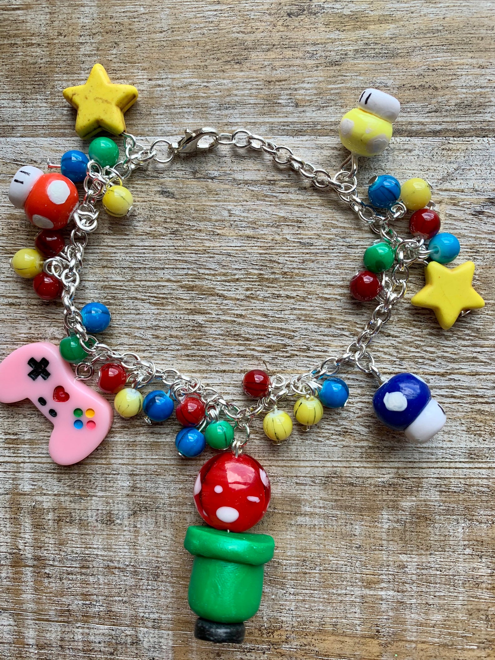 Video Game Charm Bracelet Gamer Bracelet Clay Charm Bracelet Video Game ...