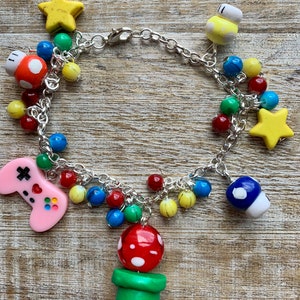 Video Game Charm Bracelet Gamer Bracelet Clay Charm Bracelet Video Game ...