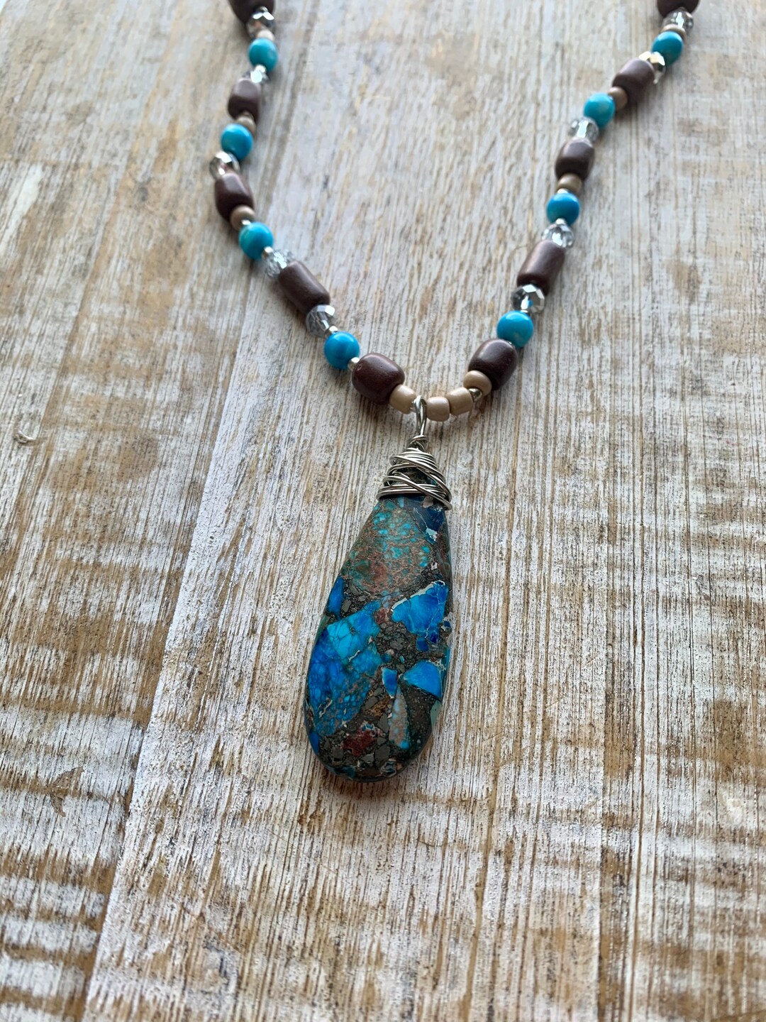 Gold Copper Necklace Bornite Necklace Shell Necklace Gemstone Necklace ...