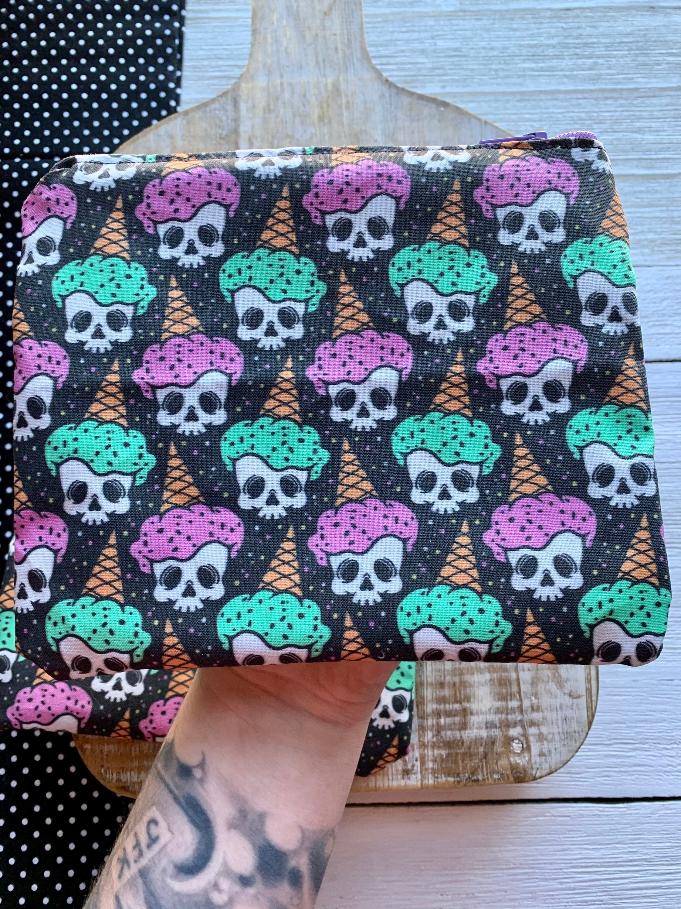 Skull Ice Cream Wallet Purse Gothic Keychain Bag Coin Purse | Etsy