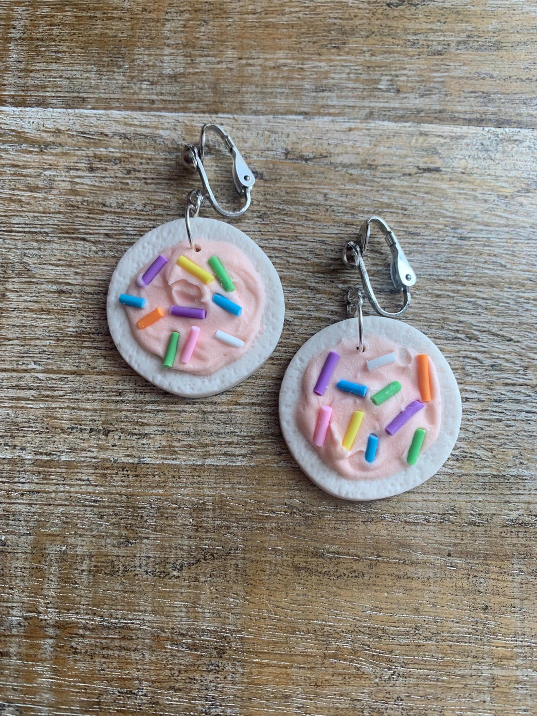 Frosted Sugar Cookie Clip on Earrings Cookie Pastel Ear Weights ...