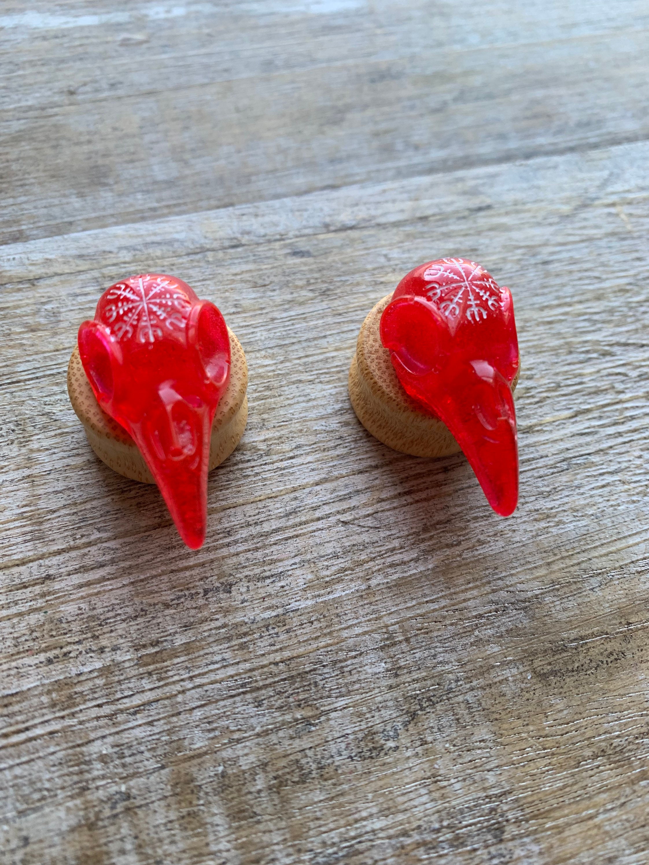 Raven Skull 20.2mm 13/16 Plugs Bird Gauges Black Plugs Crow - Etsy