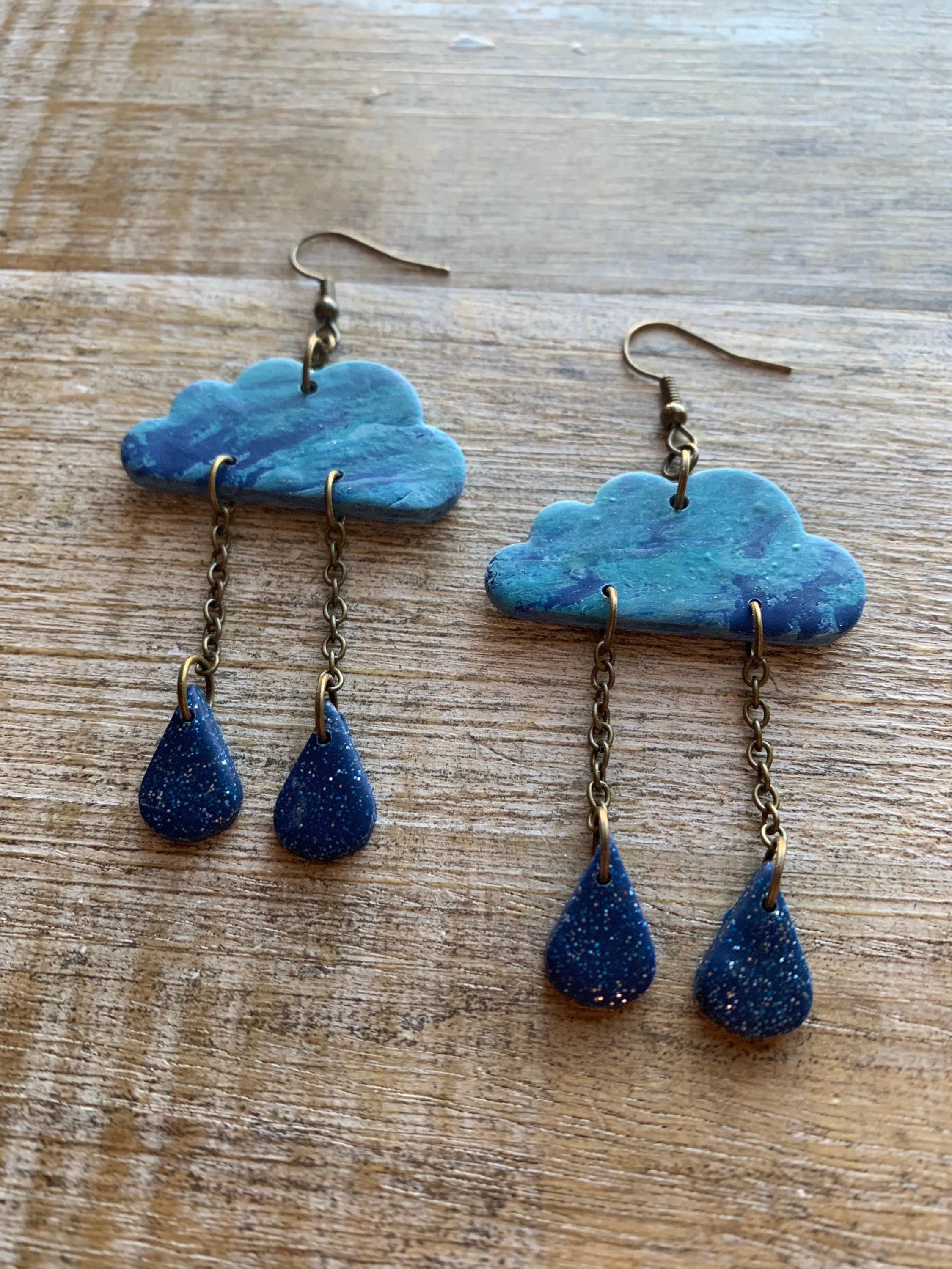 Rain Cloud Clay Earrings Cloud Earrings Polymer Clay Rain Earrings ...