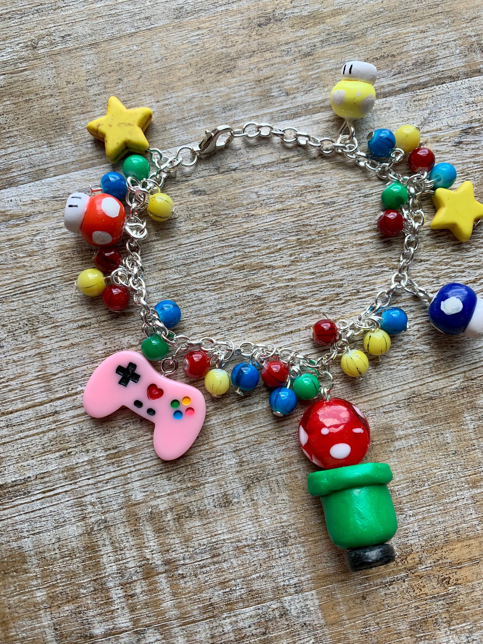 Video Game Charm Bracelet Gamer Bracelet Clay Charm Bracelet Video Game ...