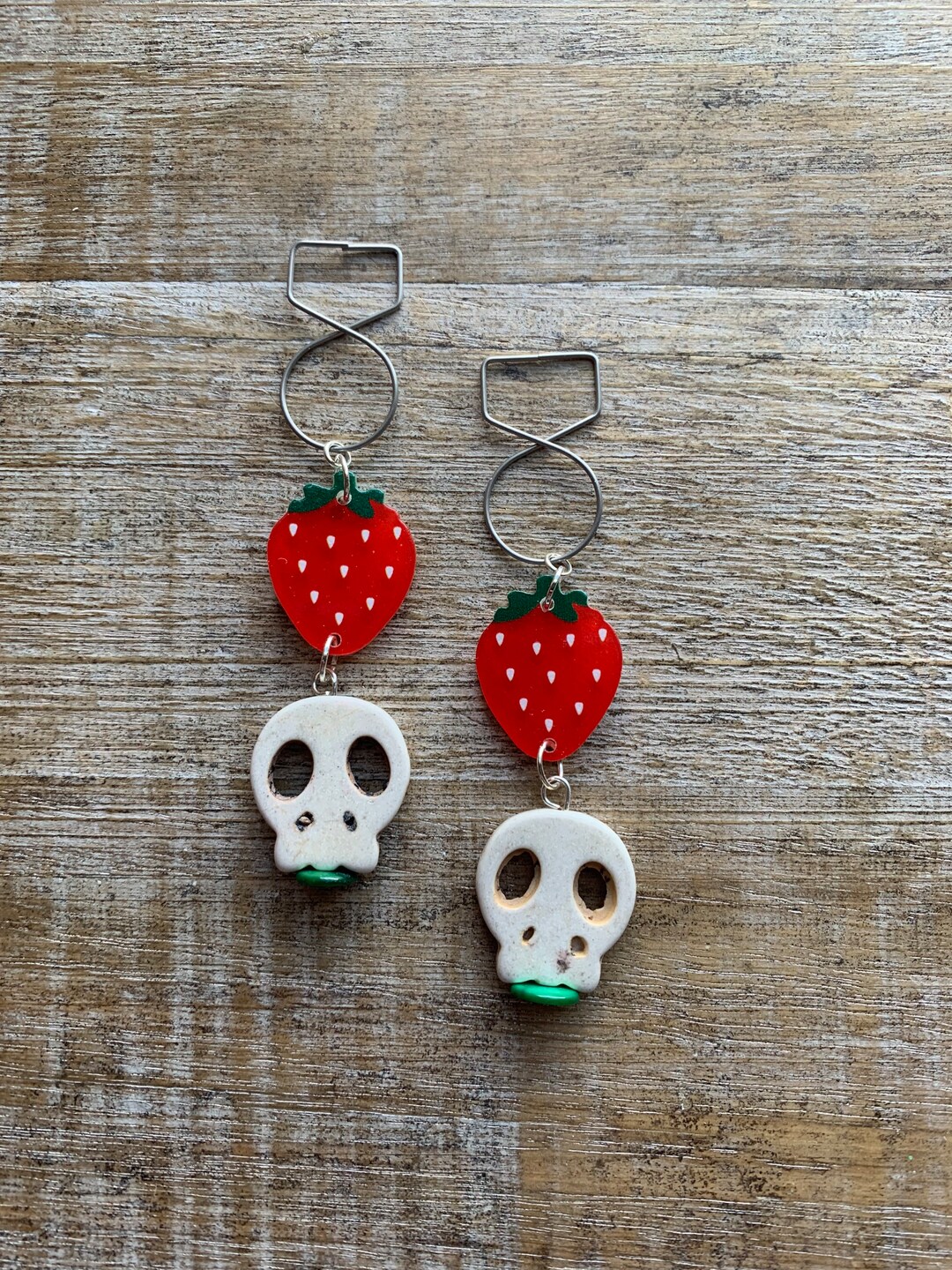 Cute Strawberry Skeleton Tunnel Gauge Earrings Day of the Dead Gauges ...