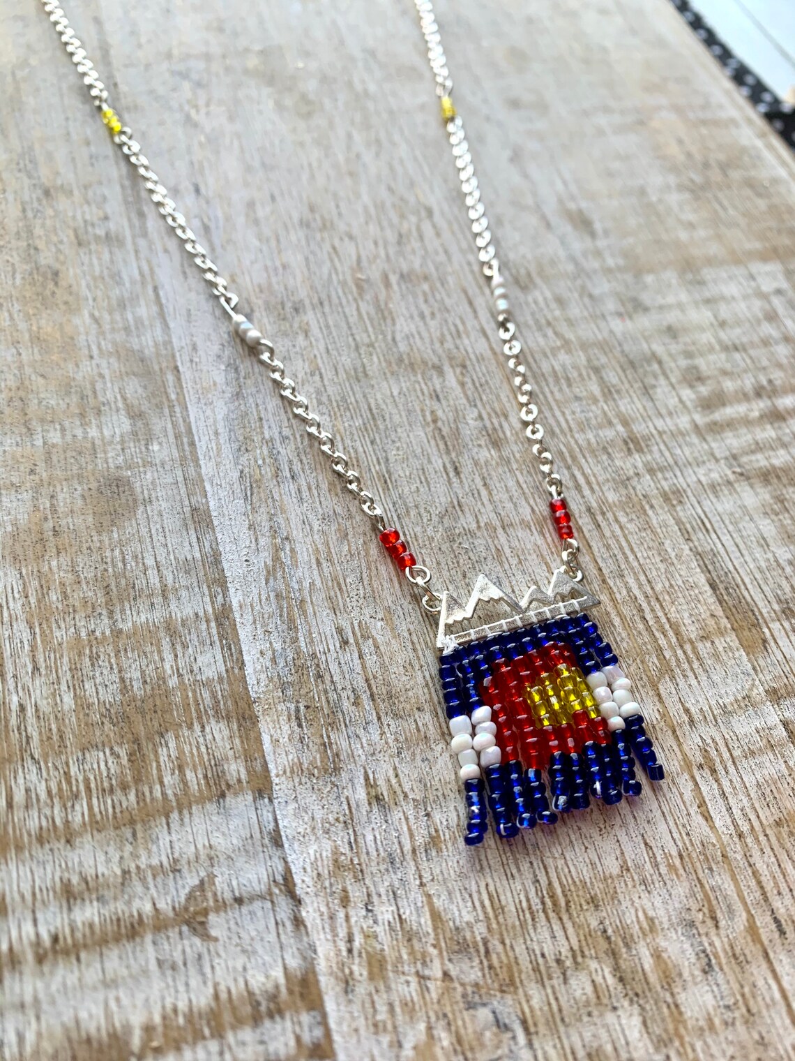 Colorado Flag Mountain Beaded Fringe Necklace Denver/colorado Love ...