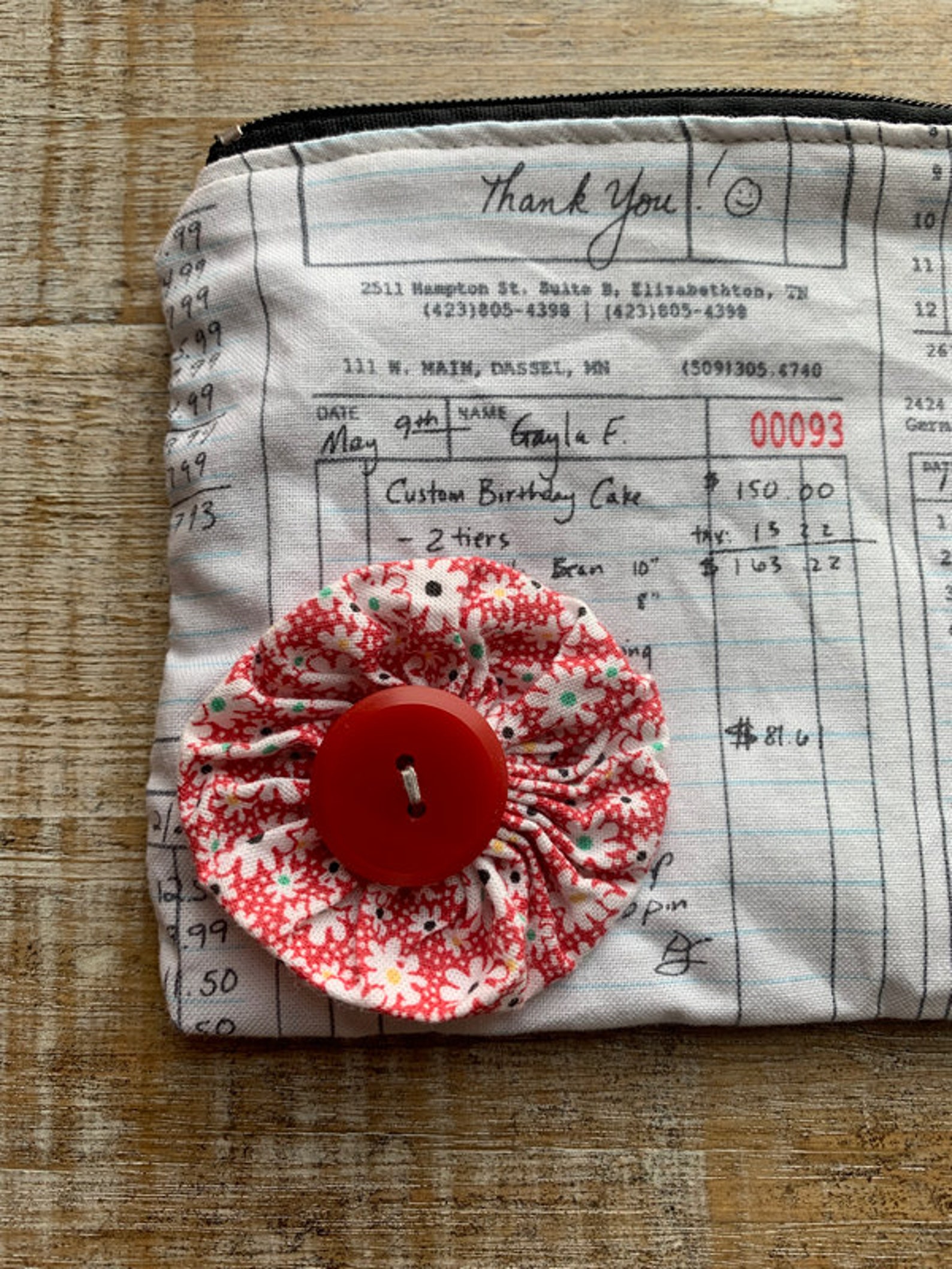 Thank You Receipts Wallet Handwritten Receipt Pouch Zippered Wallet Bag ...