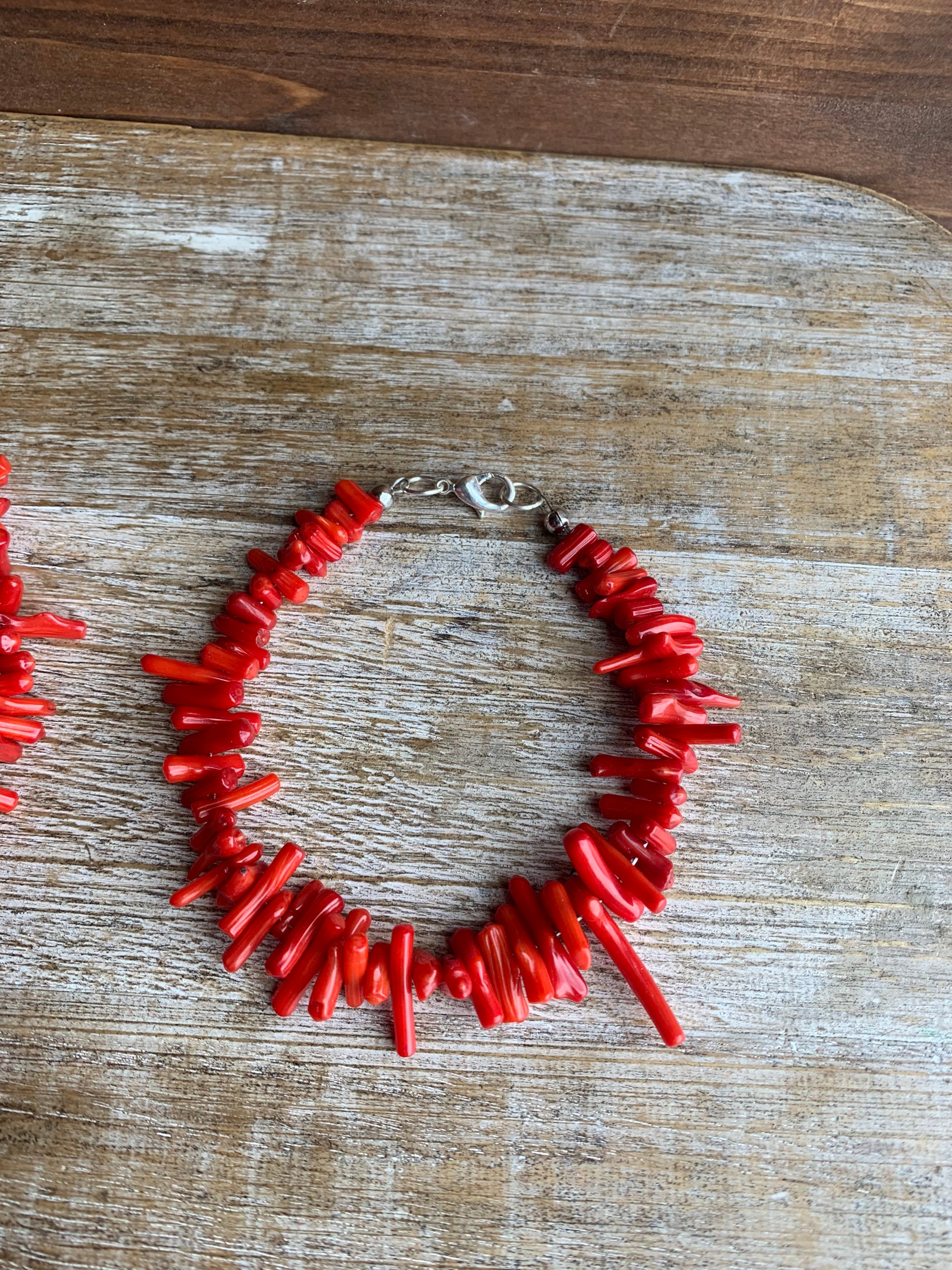 Coral Bracelet Red Coral Bracelet Dyed Coral Bracelet Pearl | Etsy
