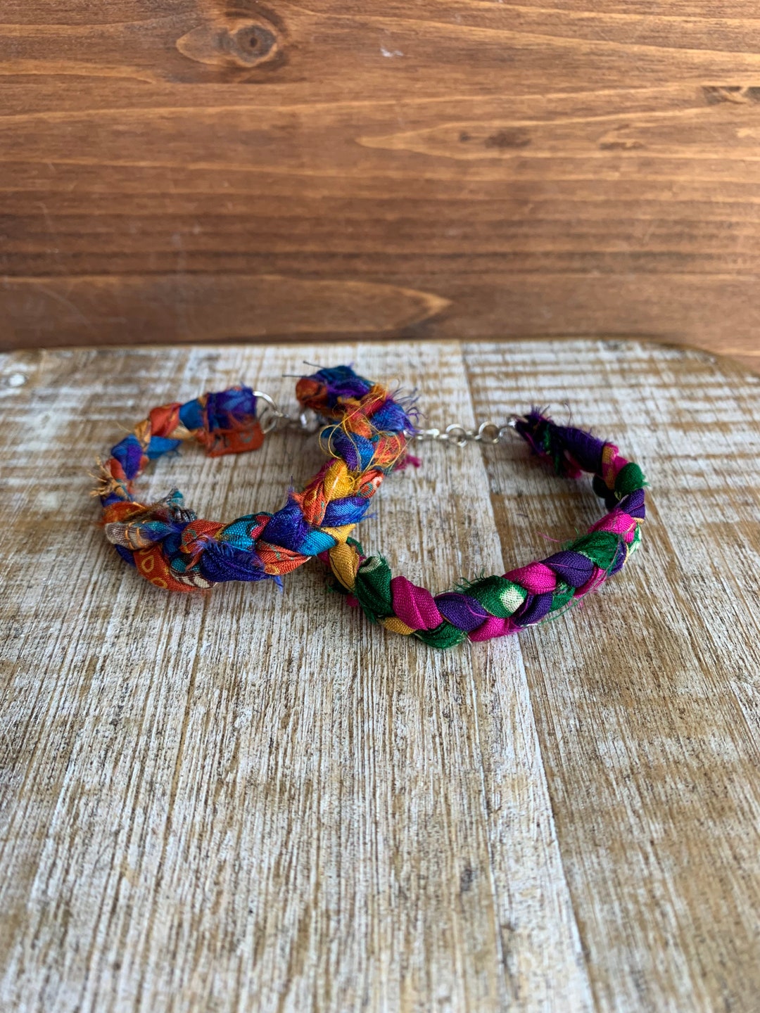 Boho Sari Silk Set Recycled Braided Bracelets Saree Silk Bracelet ...