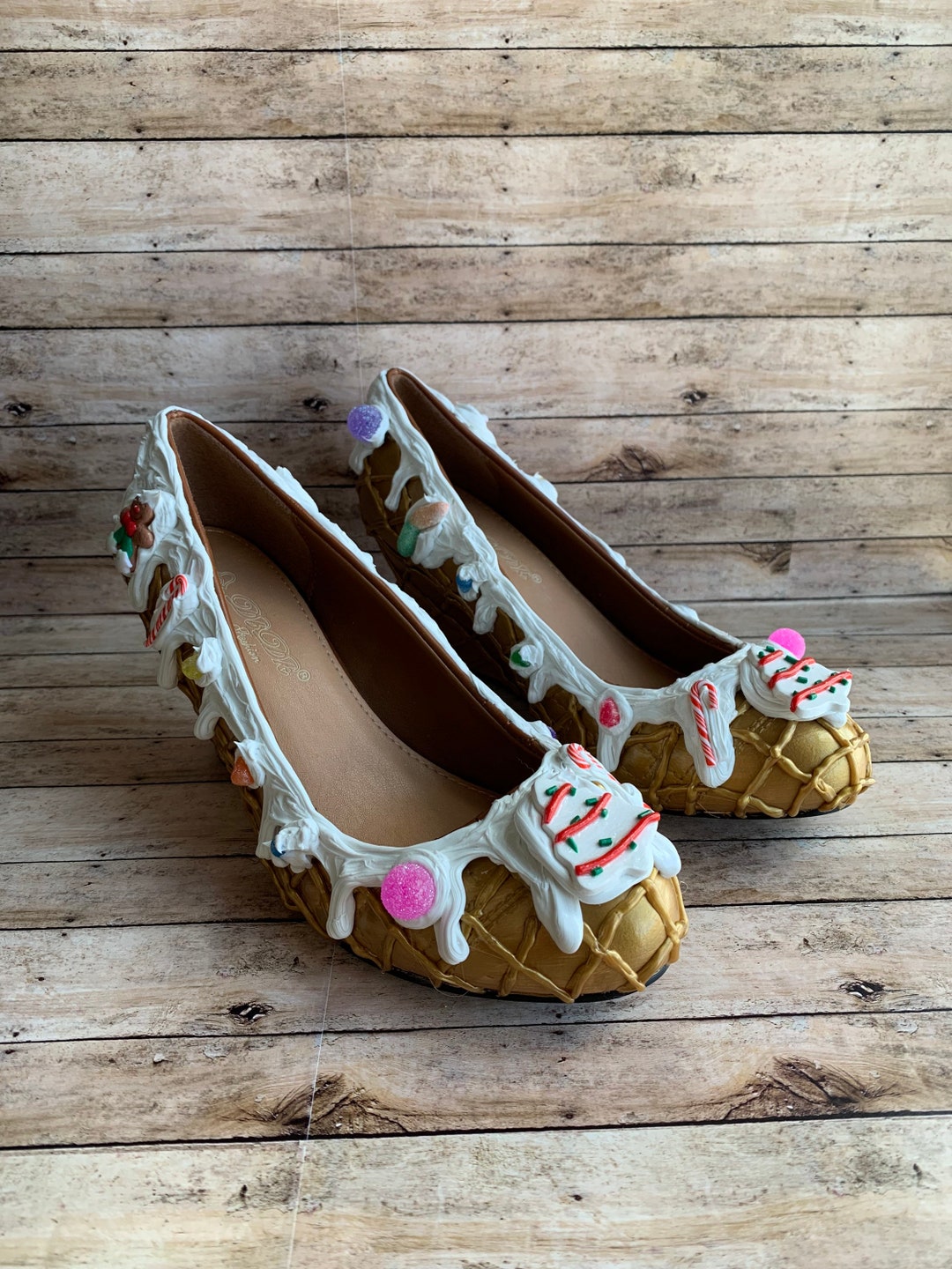 Christmas Ice Cream Heels 3 Inch Wedge Heels Lolita Decoden Ice Cream ...