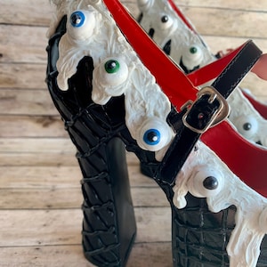 Psychobilly Halloween Ice Cream Shoes Eyeball Clay Women's Heels Size 5 ...
