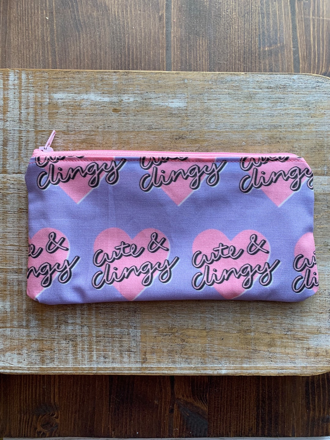 Cute & Clingy Wallet Girly Heart Wallet Pink Zipper Pouch Wallet Fabric ...