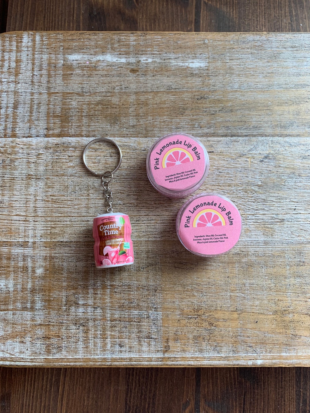 Pink Lemonade Lip Balm Keychain SET Lemonade Lip Balm Summer Lip Care ...