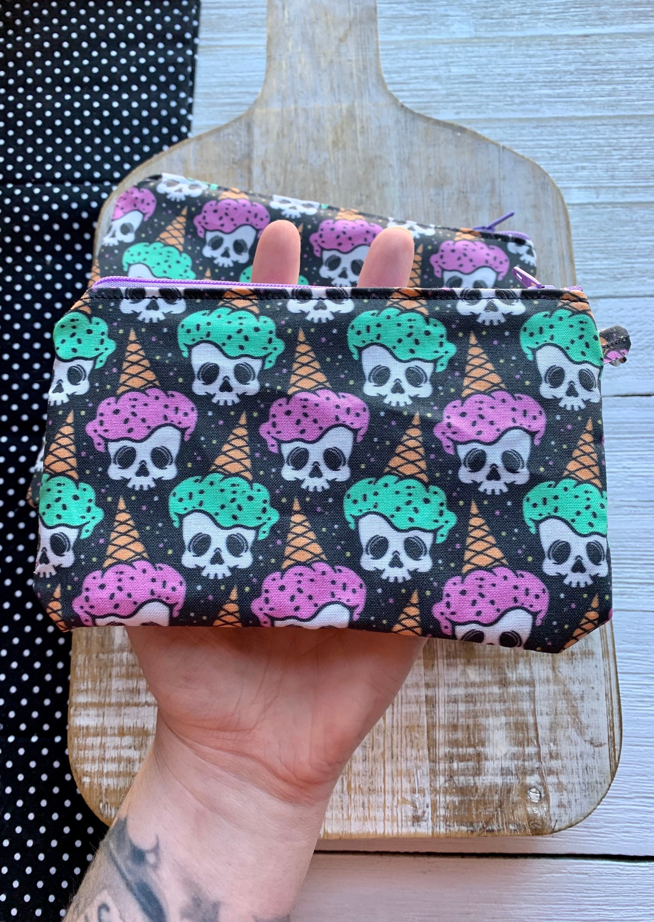 Skull Ice Cream Wallet Purse Gothic Keychain Bag Coin Purse | Etsy