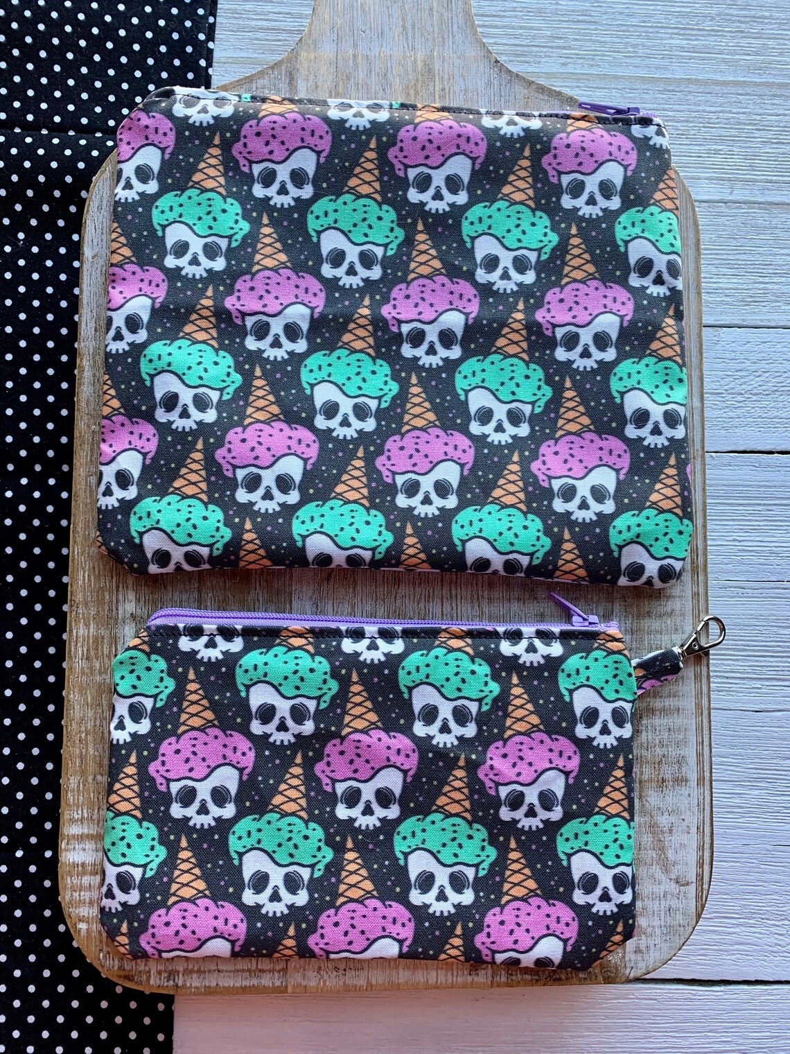 Skull Ice Cream Wallet Purse Gothic Keychain Bag Coin Purse - Etsy