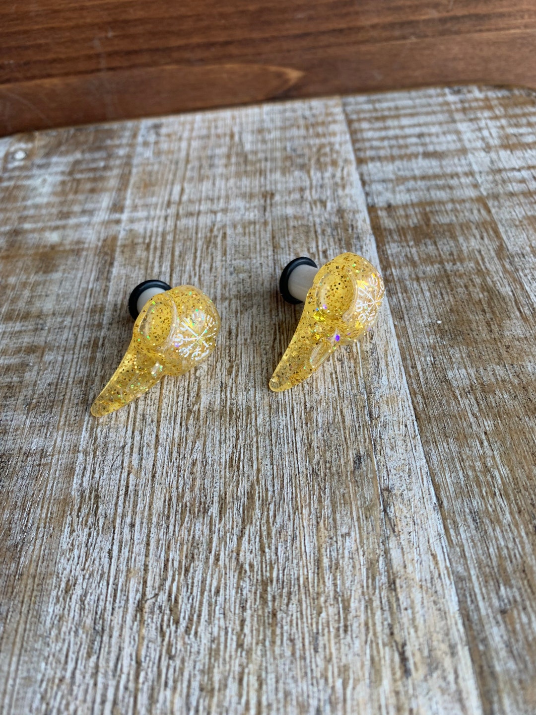Raven Skull 7.7mm Plugs Bird Gauges Yellow Plugs Crow Plug Gauges ...