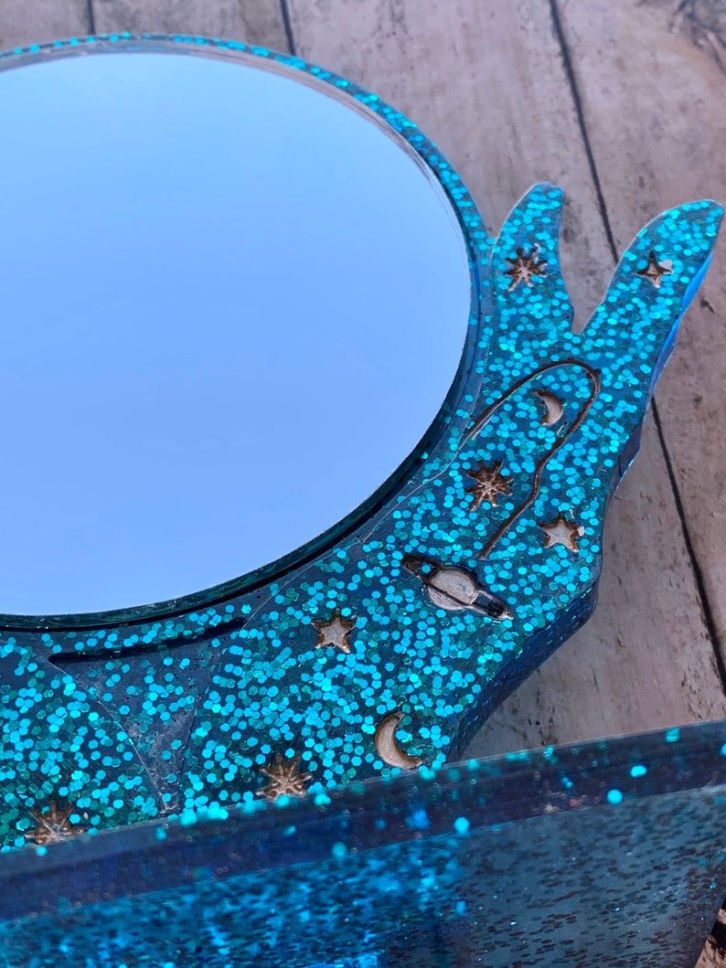 Crystal Ball Mirror Resin Hand Shaped Mirror Free Standing - Etsy