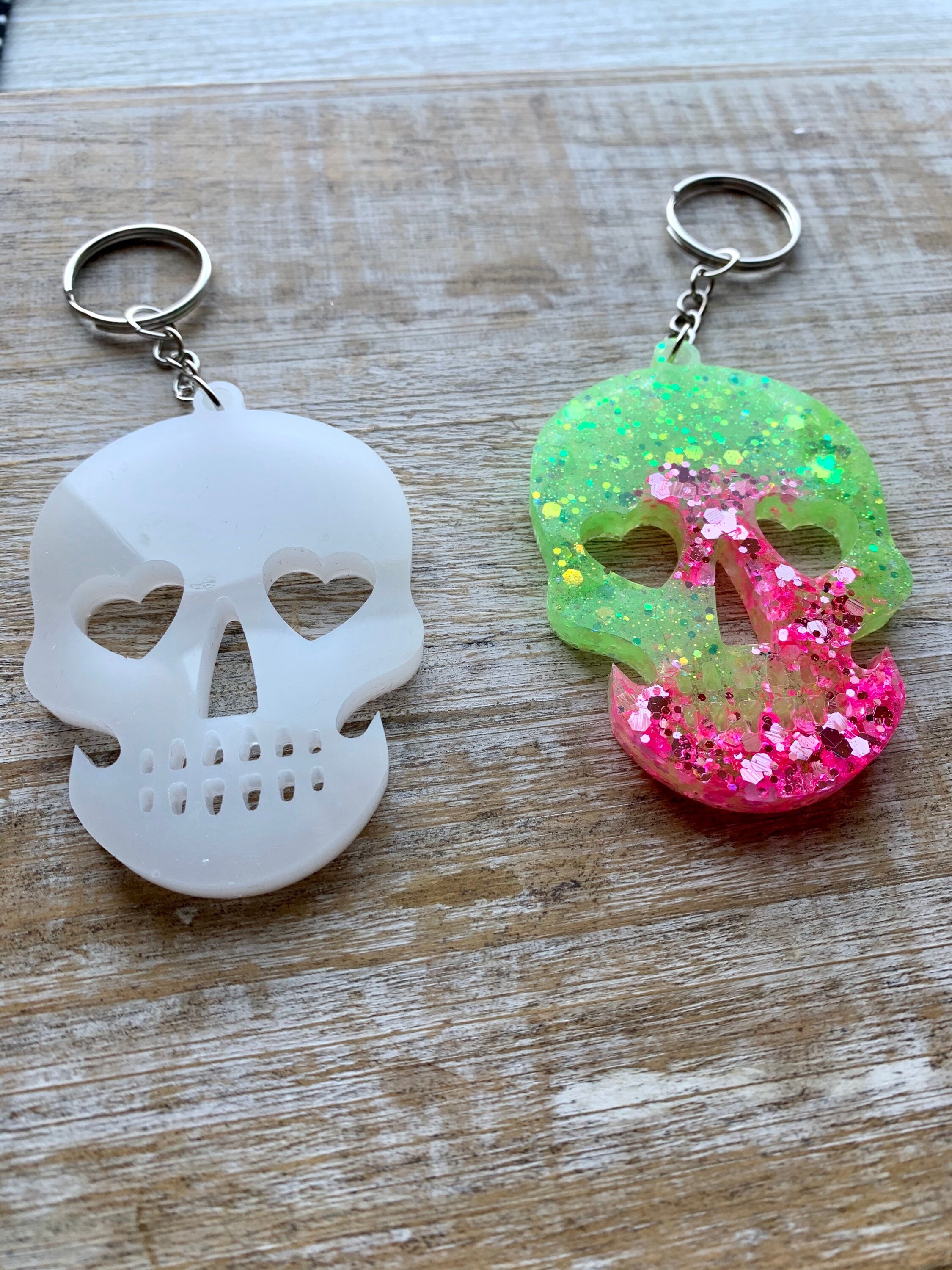 Skull Keychain Sugar Skull Keychain Sugar Skull Resin Skull - Etsy