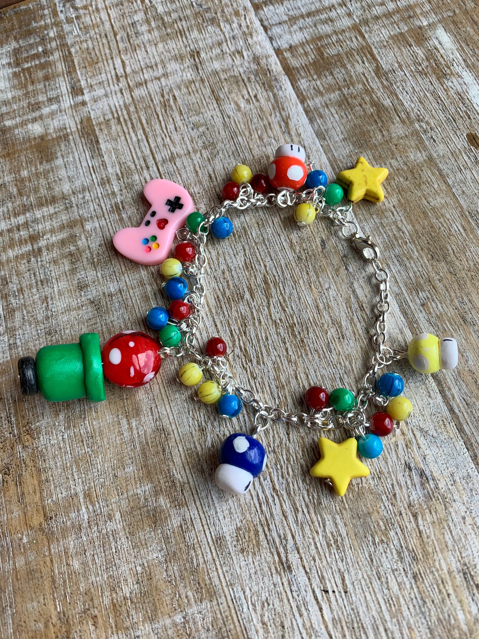 Video Game Charm Bracelet Gamer Bracelet Clay Charm Bracelet Video Game ...