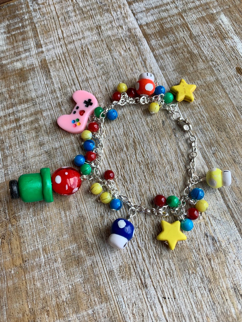 Video Game Charm Bracelet Gamer Bracelet Clay Charm Bracelet Video Game ...