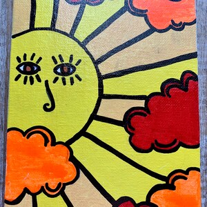 Trippy Sun Painting Acrylic Mod Painting Sun With Eyes Paint Marker Art ...