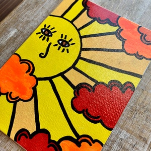 Trippy Sun Painting Acrylic Mod Painting Sun With Eyes Paint Marker Art ...