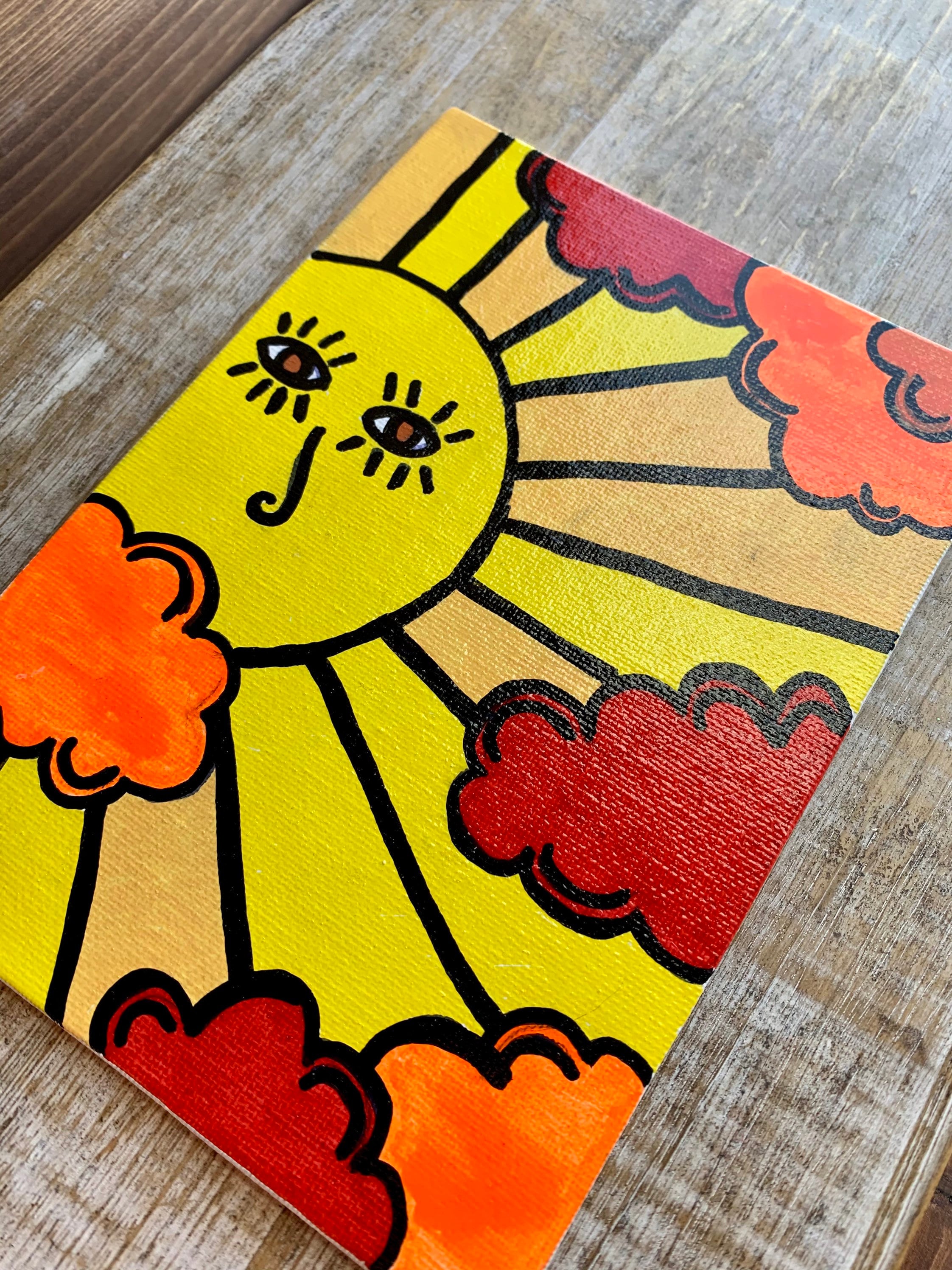 Trippy Sun Painting Acrylic Mod Painting Sun With Eyes Paint - Etsy