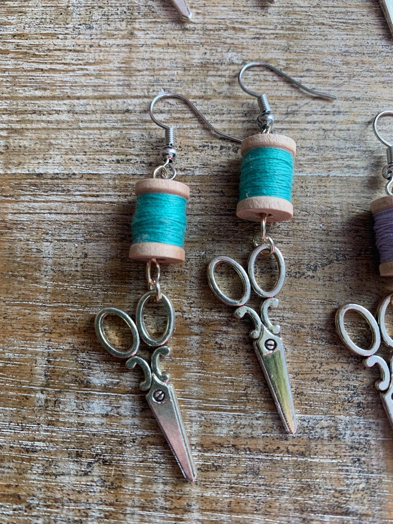 Sewing Thread Earrings Sew Mini Thread Spool Dangle Earrings Sewing ...