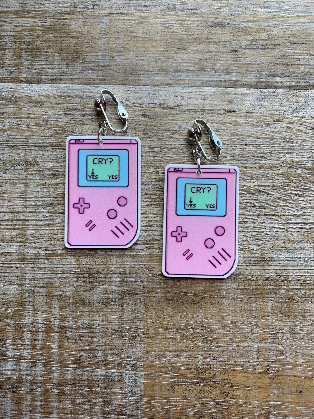Pastel Goth Clip on Earrings Kawaii Gamer Clip Pink Cry Clip on 90s ...
