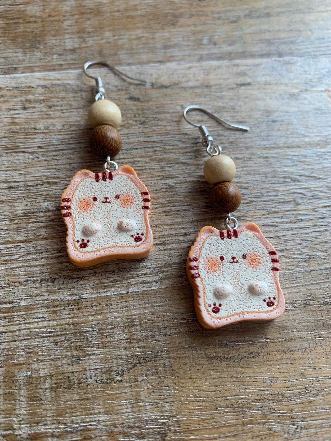 Toast Cat Kawaii Earrings Breakfast Toast Dangle Earrings Bread Cat ...