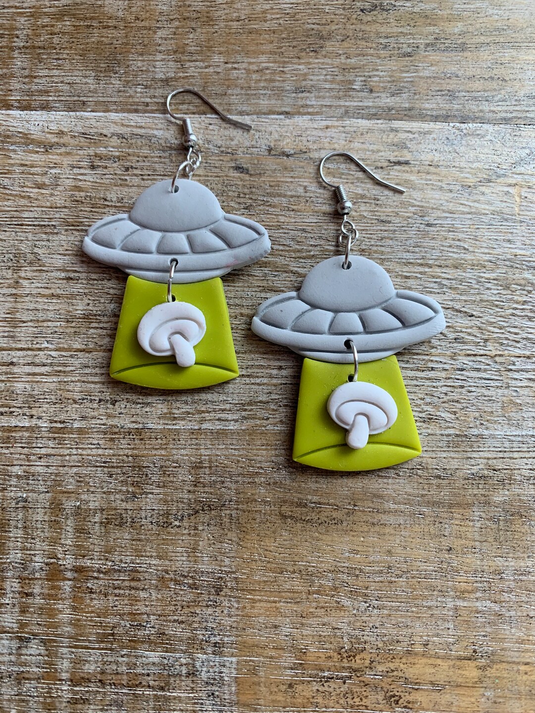 Alien Abduction Earrings Polymer Clay Alien Mushroom Extraterrestrial ...