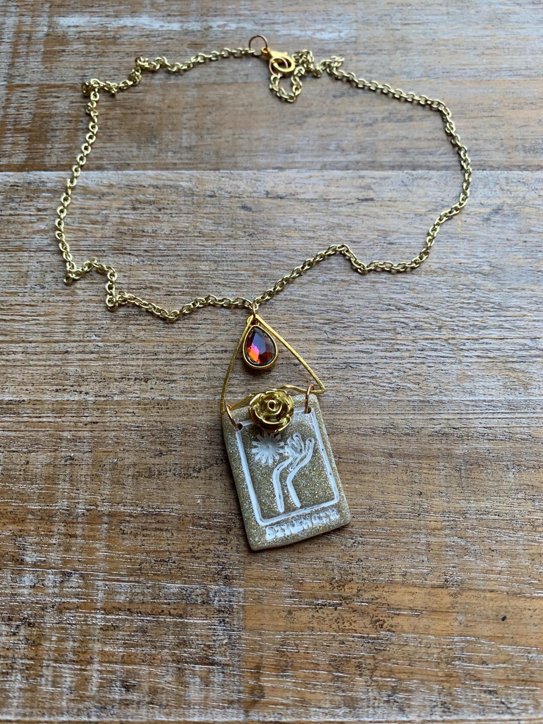 Tarot Card Necklace Strengthtarot Card Necklace Psychic Fortune Teller ...