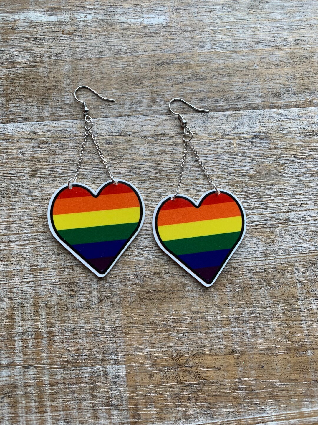 LGBTQ Earrings Heart Rainbow Earrings Millennial Earrings Gay Pride ...
