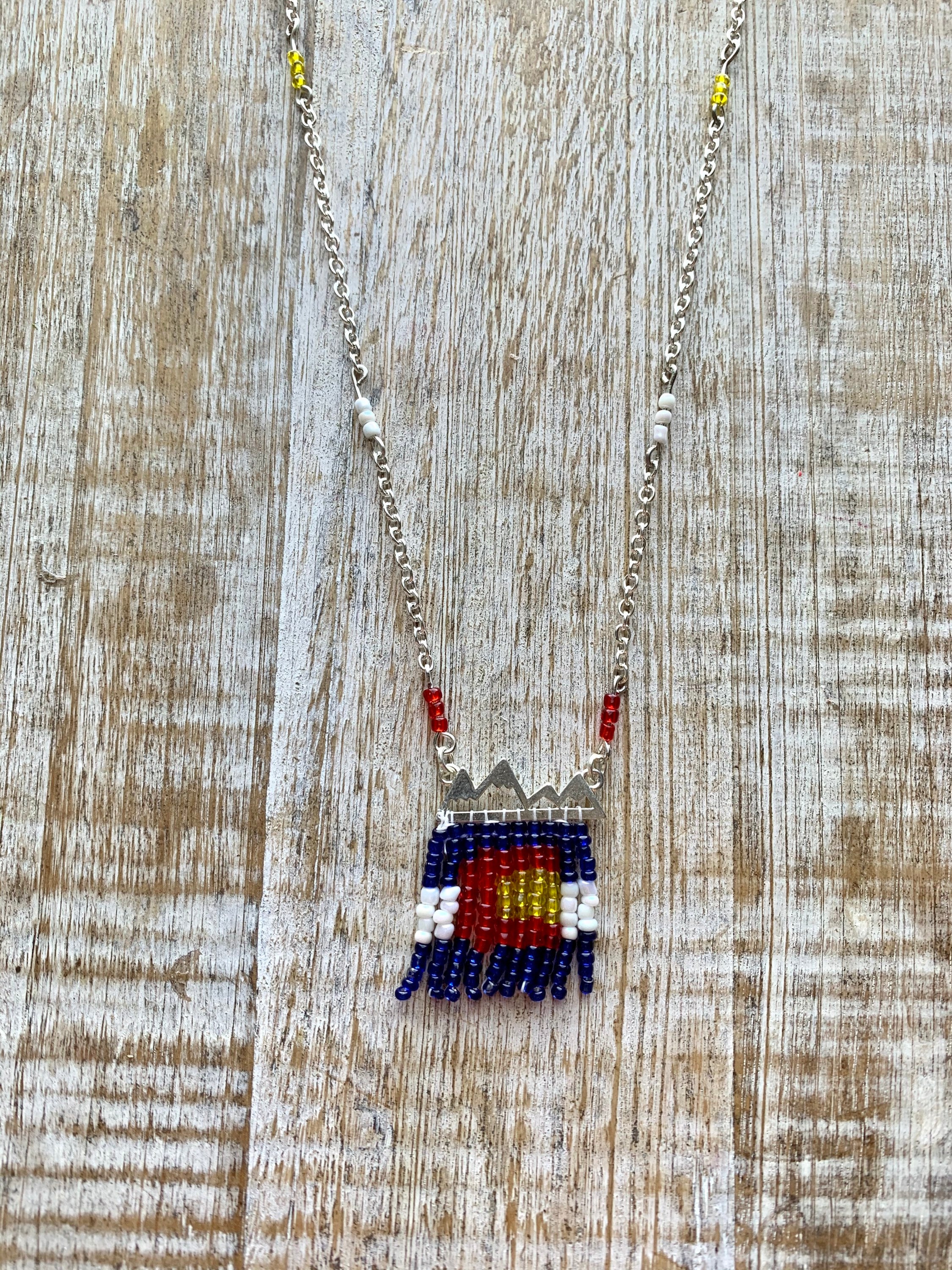 Colorado Flag Mountain Beaded Fringe Necklace Denver/colorado Love ...