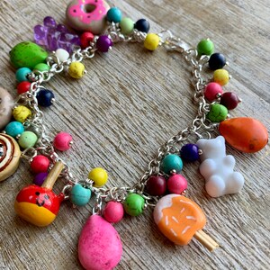 Kawaii Food Charm Bracelet Donut Junk Food Bracelet Clay Charm Bracelet ...