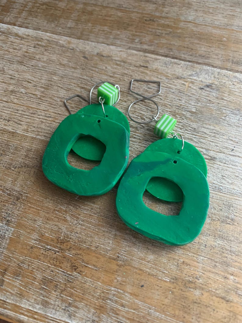 Checkerboard Eat the Rich Tunnel Gauge Earrings Clay Skater Boho Art ...