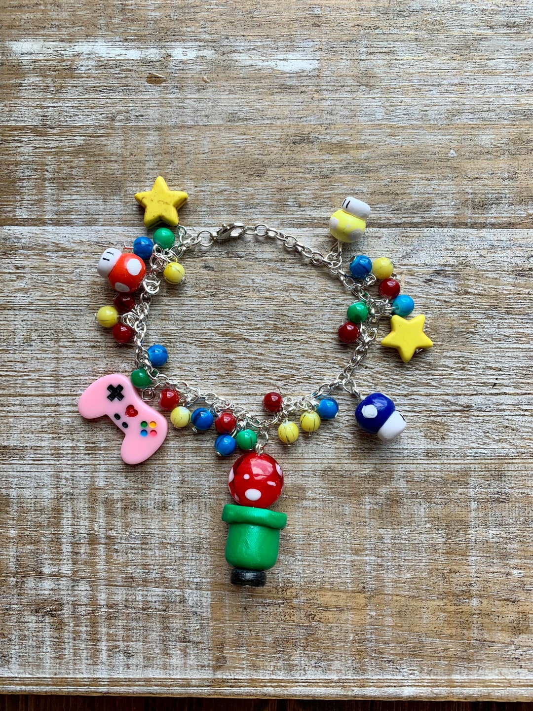 Video Game Charm Bracelet Gamer Bracelet Clay Charm Bracelet Video Game ...