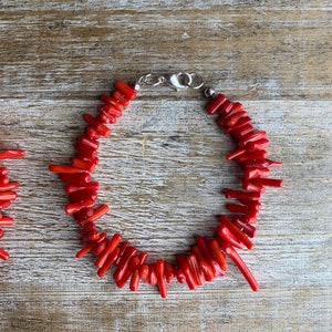 Coral Bracelet Red Coral Bracelet Dyed Coral Bracelet Pearl Gift Red ...