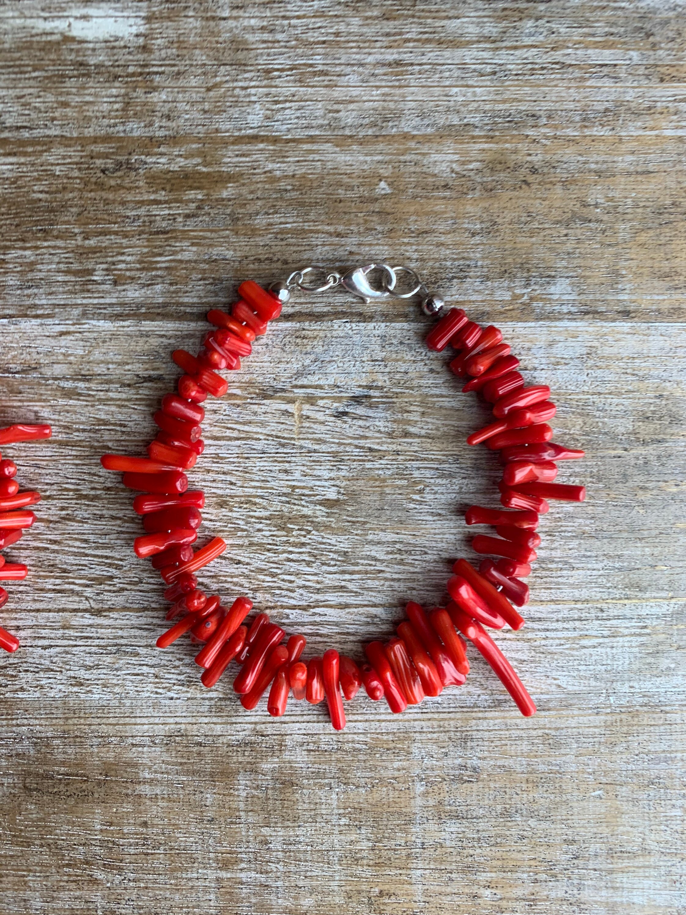 Coral Bracelet Red Coral Bracelet Dyed Coral Bracelet Pearl | Etsy