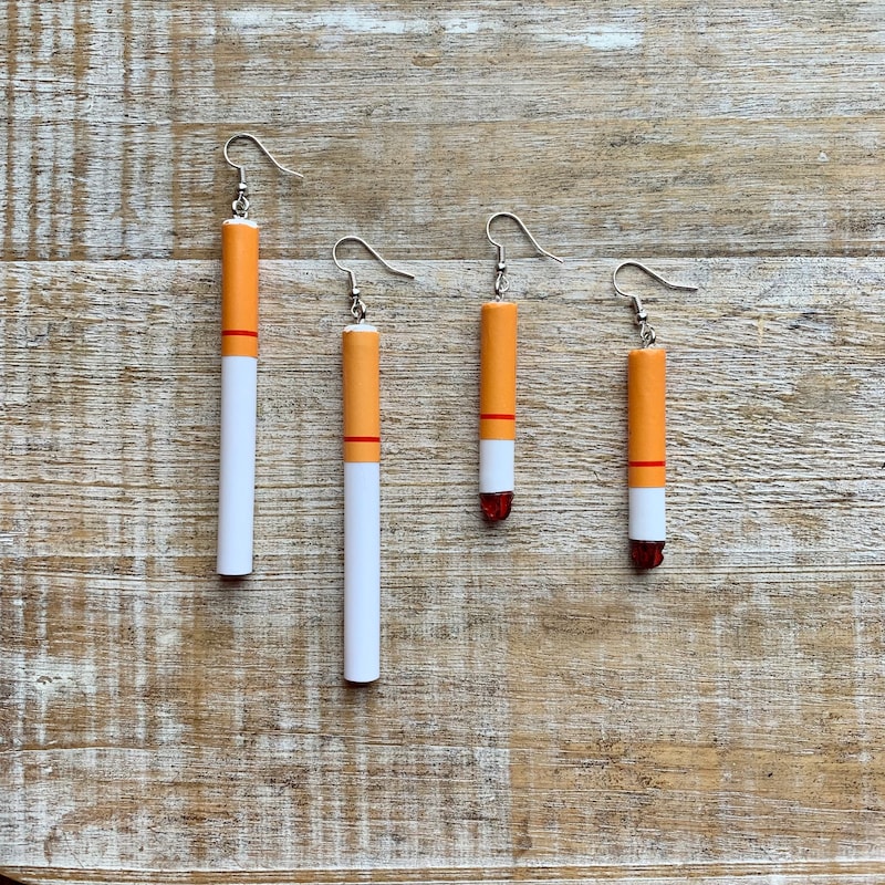 Cigarette Earrings - Etsy Australia