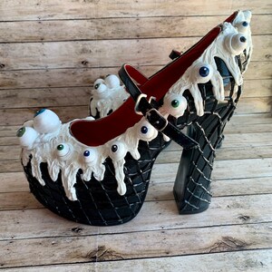 Psychobilly Halloween Ice Cream Shoes Eyeball Clay Women's Heels Size 5 ...