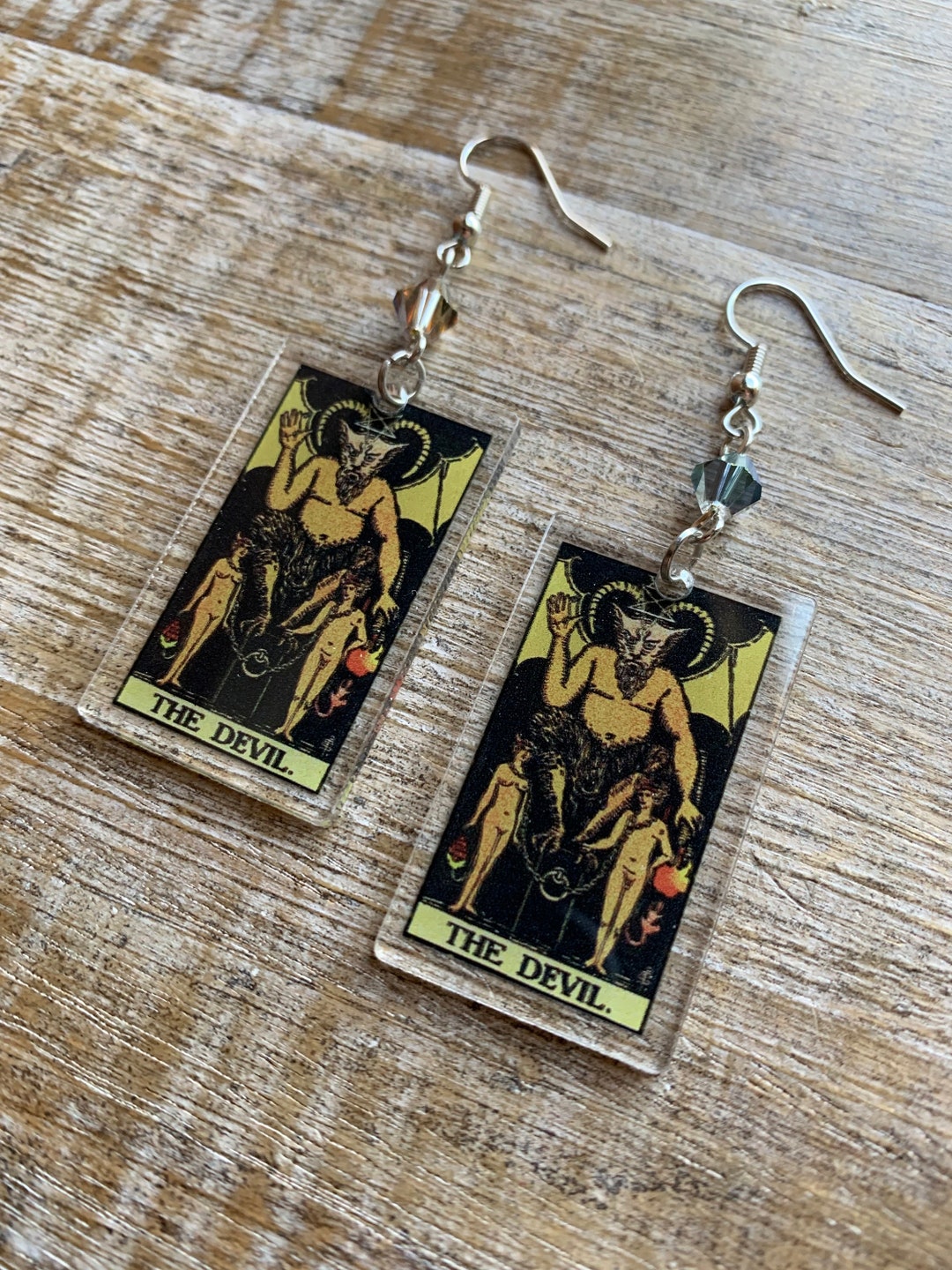 Tarot Card Earrings Devil Tarot Card Earrings Psychic Fortune Teller ...