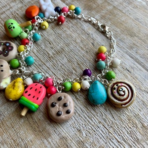 Kawaii Food Charm Bracelet Donut Junk Food Bracelet Clay Charm Bracelet ...
