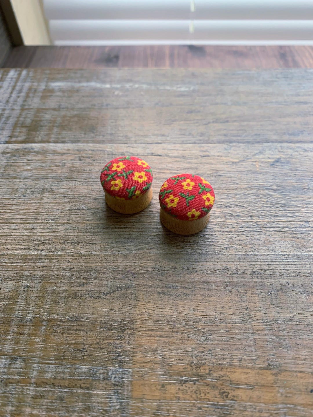 Retro Daisy Plugs Flower Gauges Red Upcycled Plugs 1970s Hippie Gauges ...