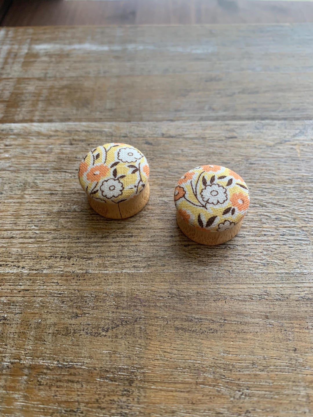 Retro Daisy Plugs Flower Gauges Yellow Upcycled Plugs 1970s Hippie ...